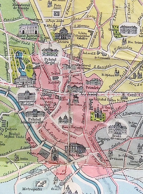Plan-perspectiv al orasului Bucuresci in 1895 cu stradele si cladirile ...
